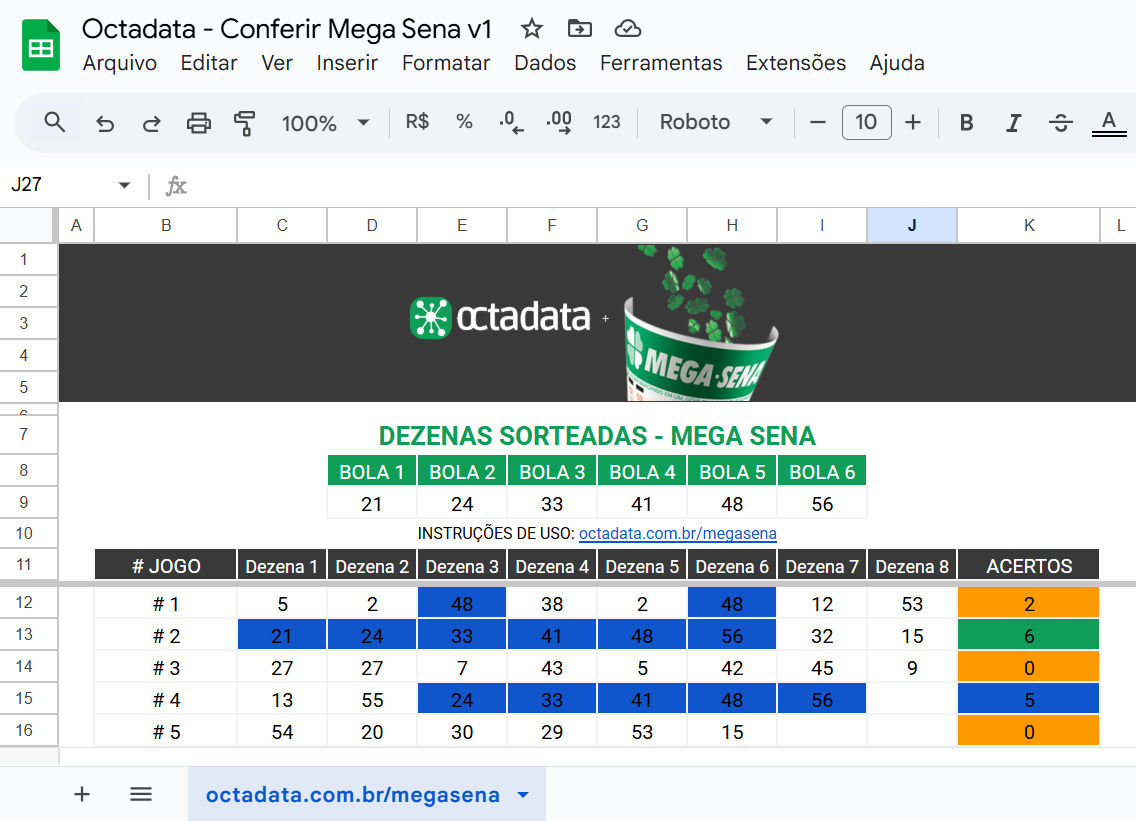 Planilha para conferir Mega Sena - 100% grátis!