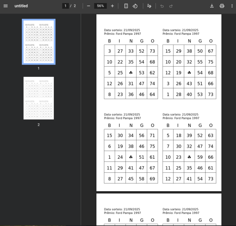Gerando cartelas de bingo em PDF com Python