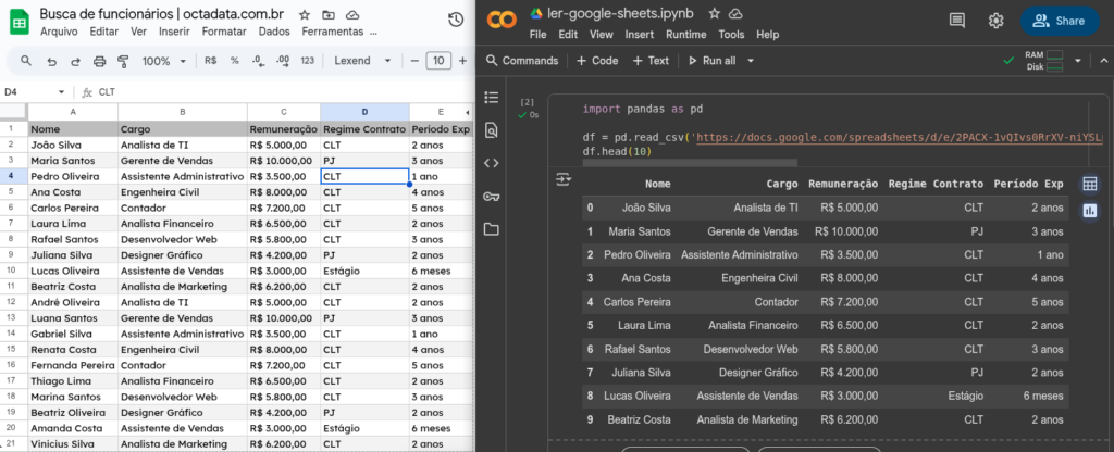 Como ler dados do Google Sheets no Python